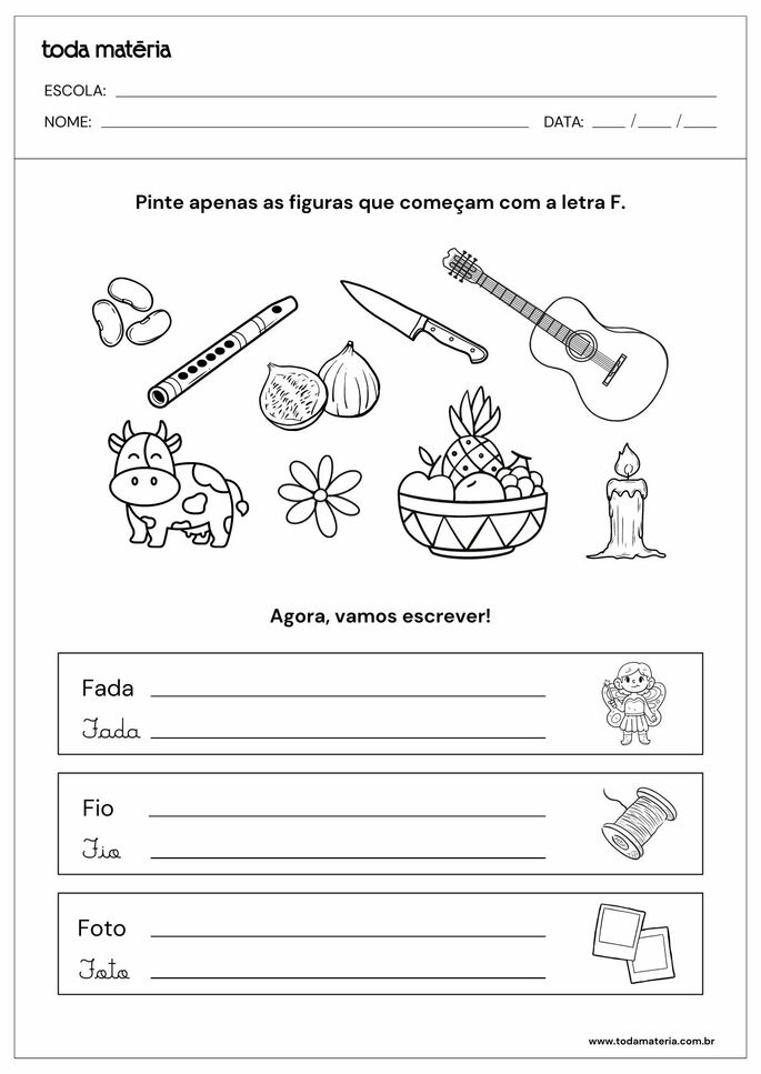 Atividades com a letra F para Educação Infantil - Toda Matéria