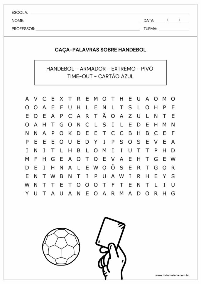 Atividades sobre as regras do handebol (para imprimir) - Toda Matéria